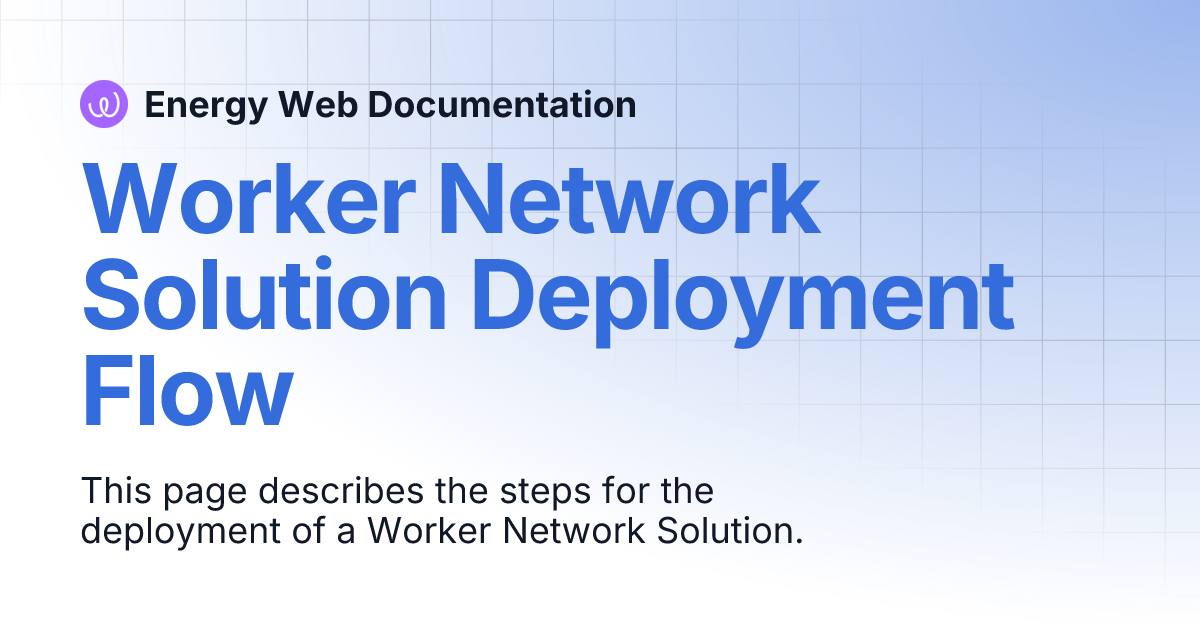 Worker Network Solution Deployment Flow | Energy Web Documentation